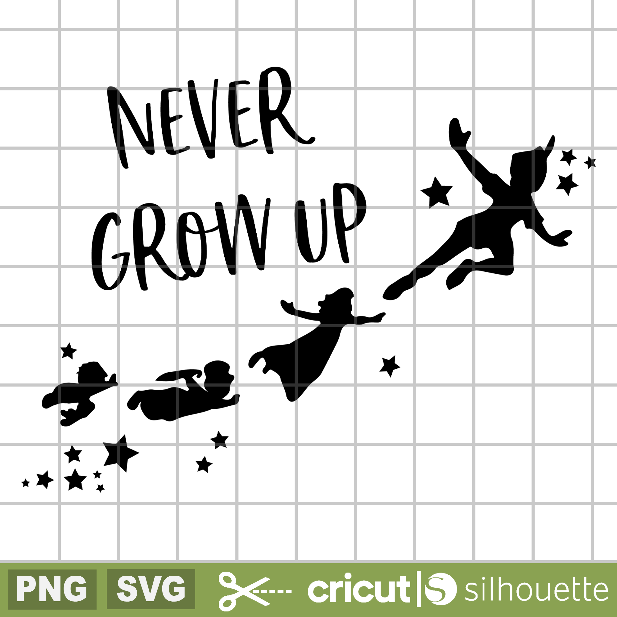 Never grow up svg, Silhouette peter pan svg, Neverland svg, | Inspire ...