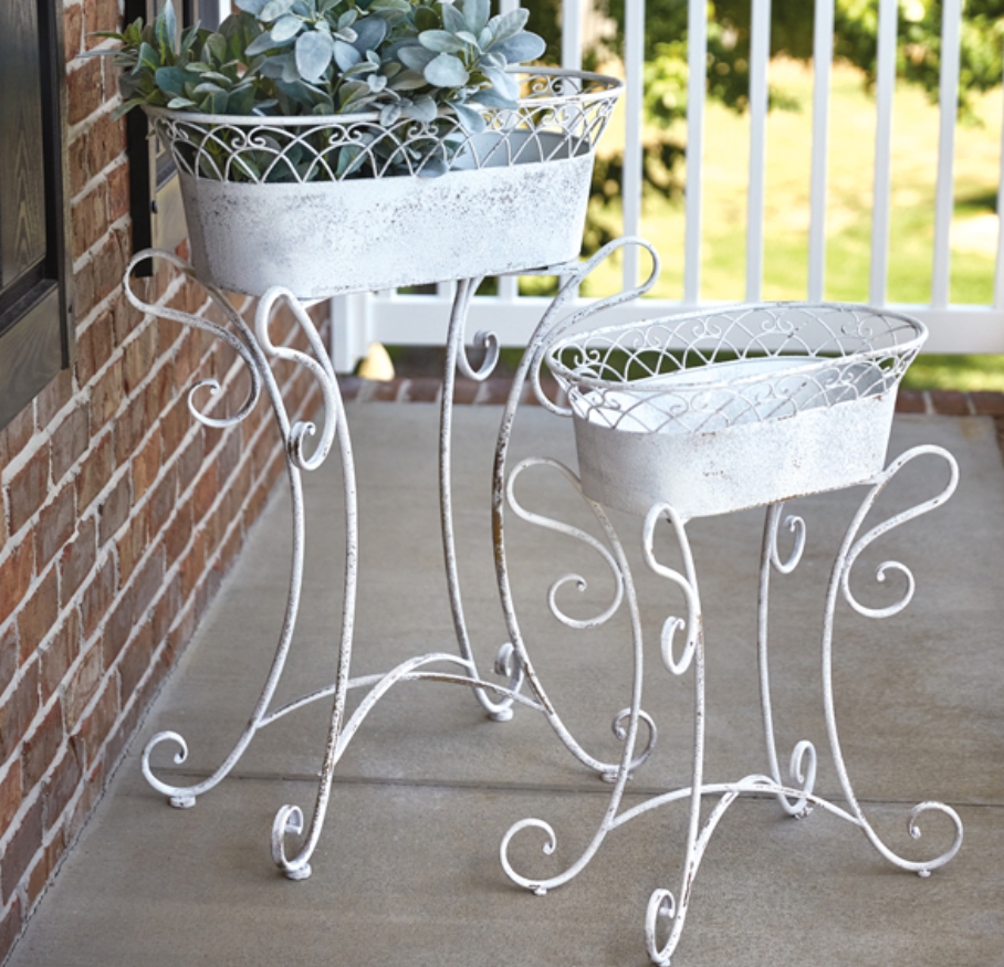 Set of Two Scrolled Metal Planters | Inspire Uplift