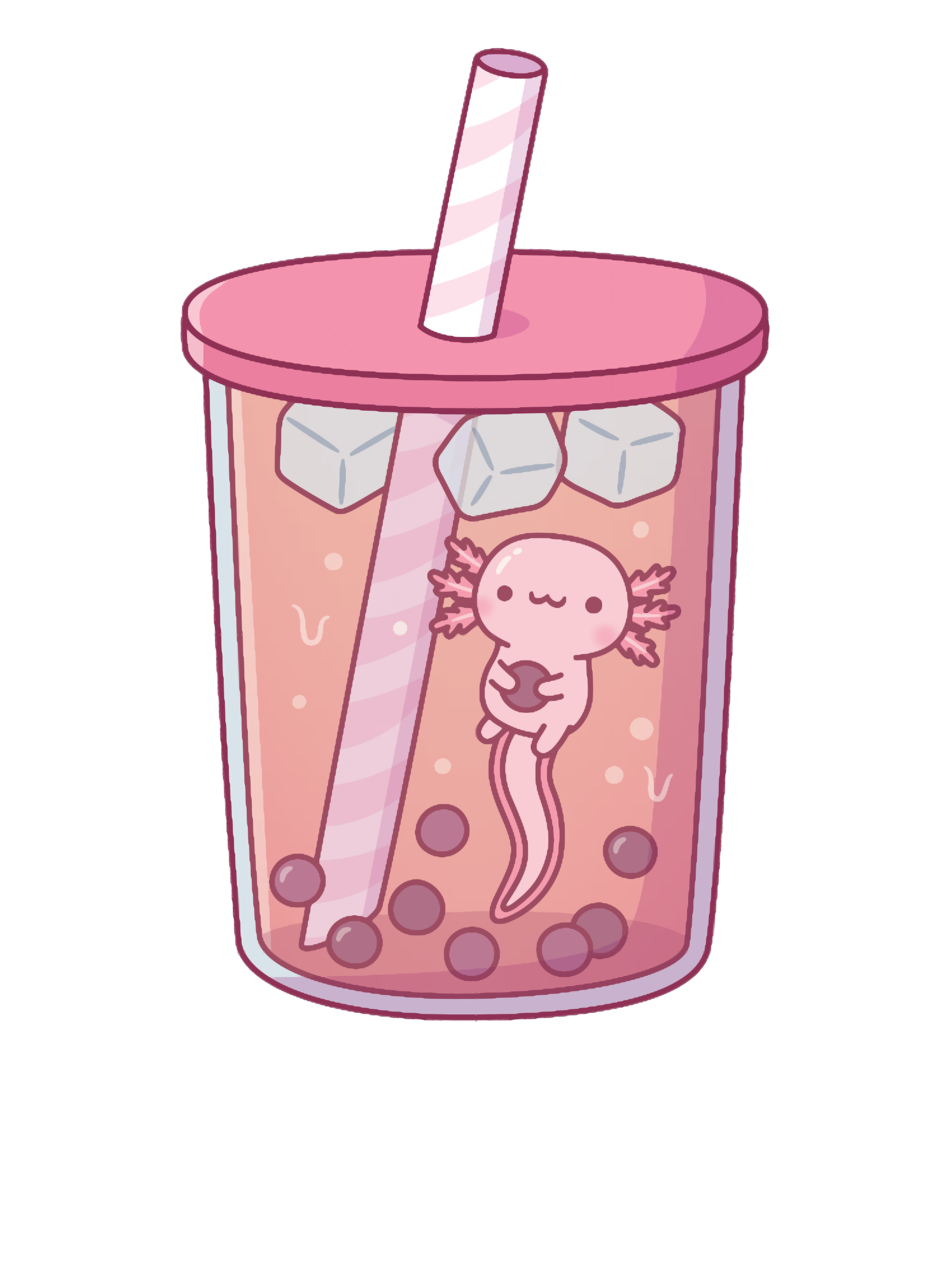 Cute Axolotl Swimming In Bubble Tea | Inspire Uplift