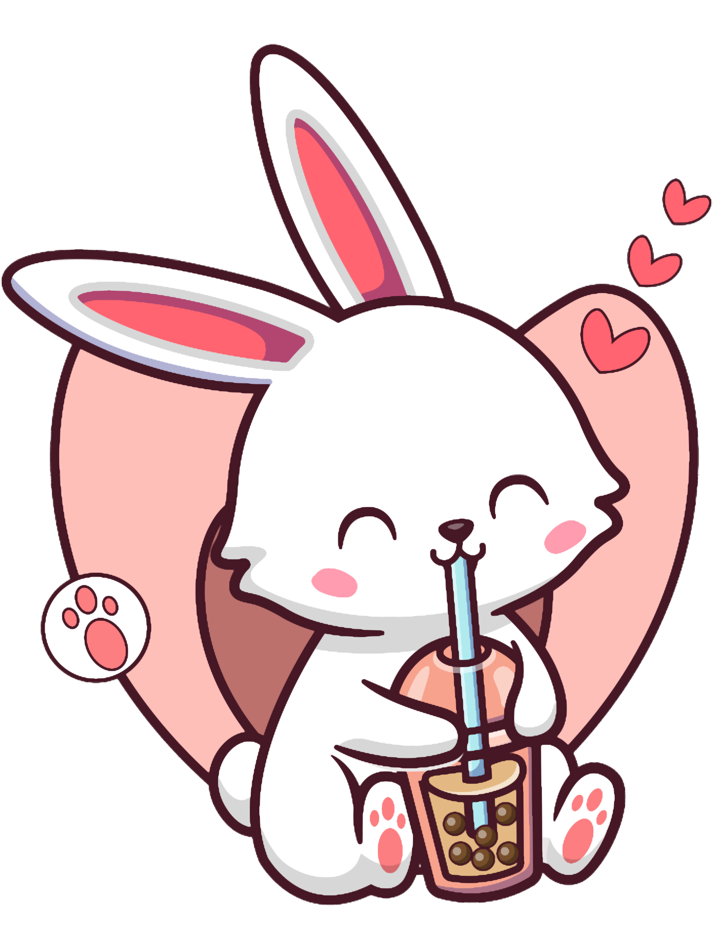 Kawaii Easter Bunny Drinking Boba Tea Bubble Tea Anime Kawai | Inspire ...