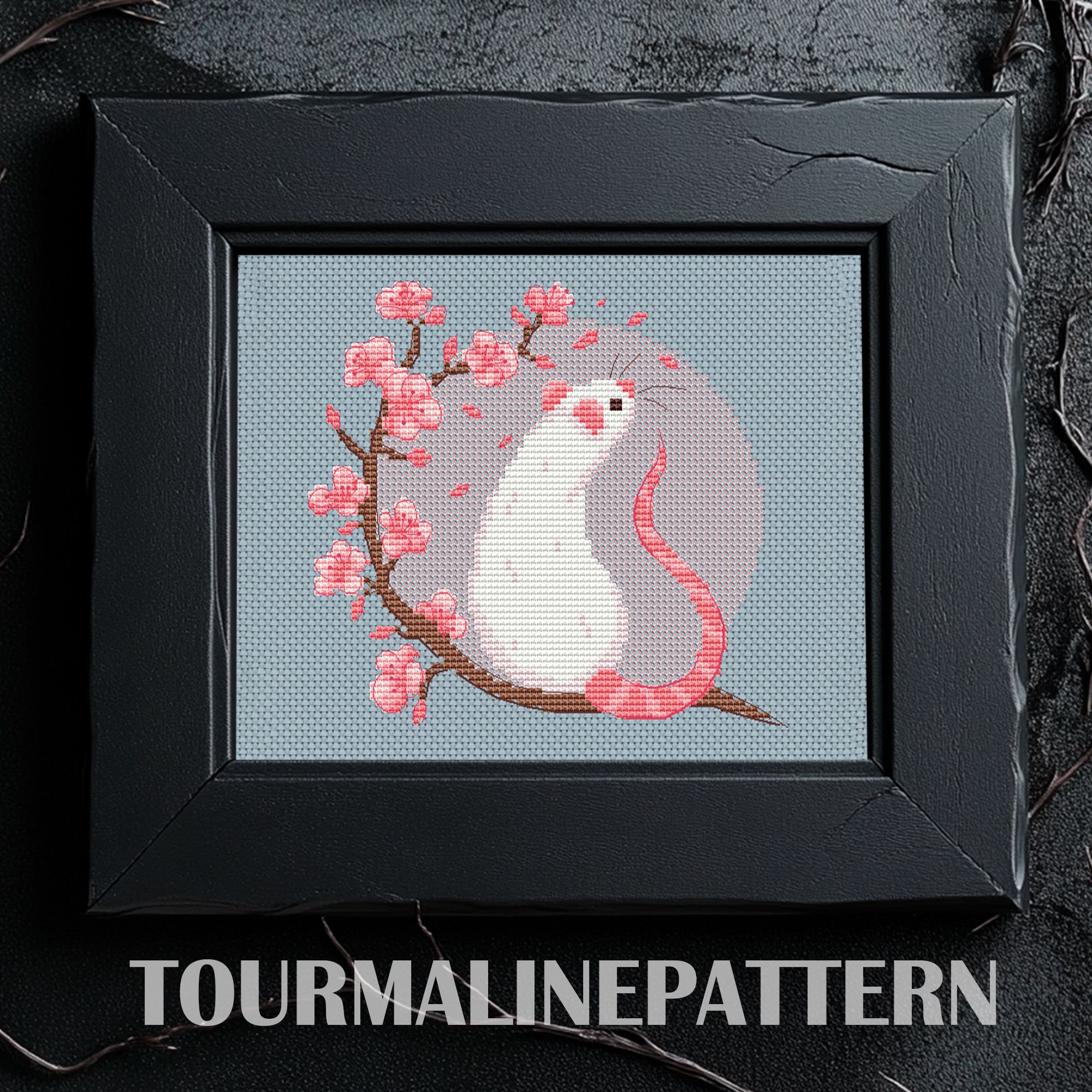 Cherry Blossom Rat Cross Stitch Pattern PDF - Cute DIY Embro | Inspire ...