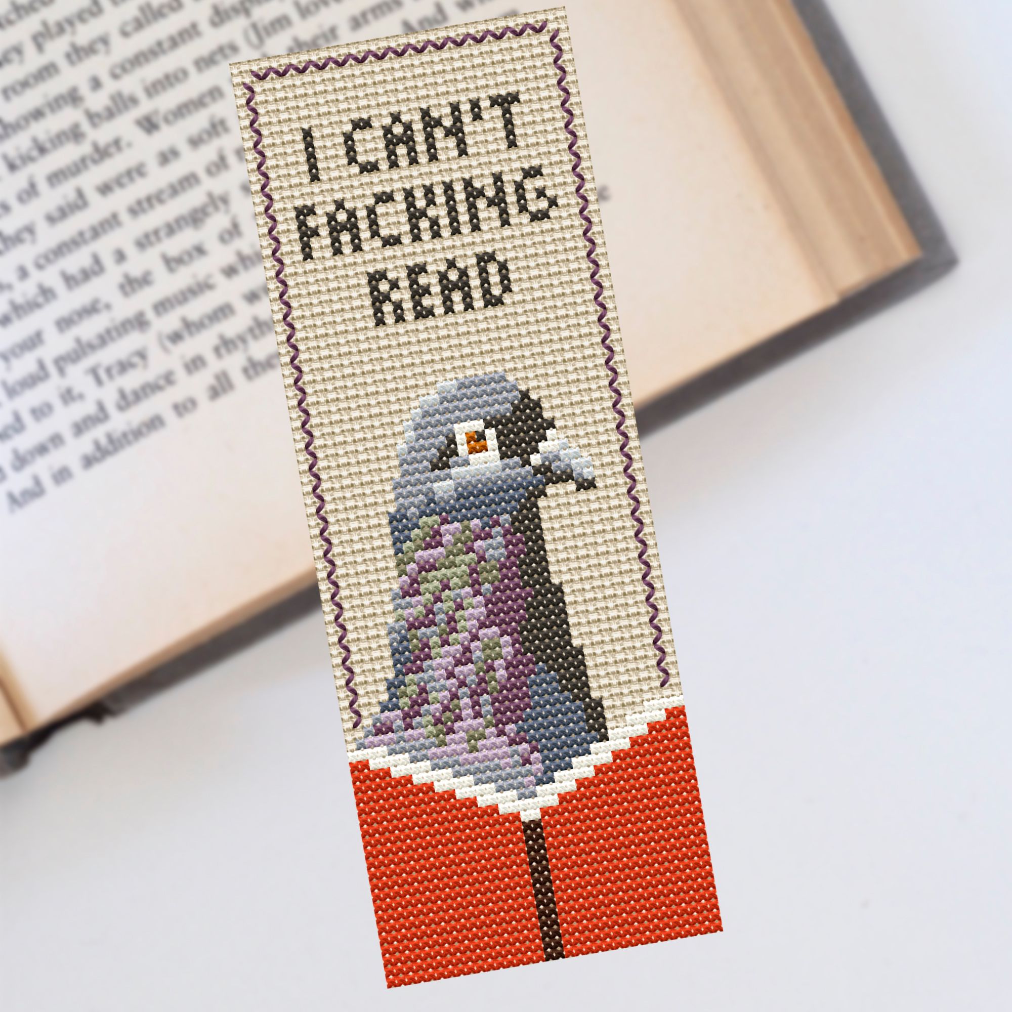 Funny Pigeon Bookmark Cross Stitch Pattern - 'I Can't Read' | Inspire ...