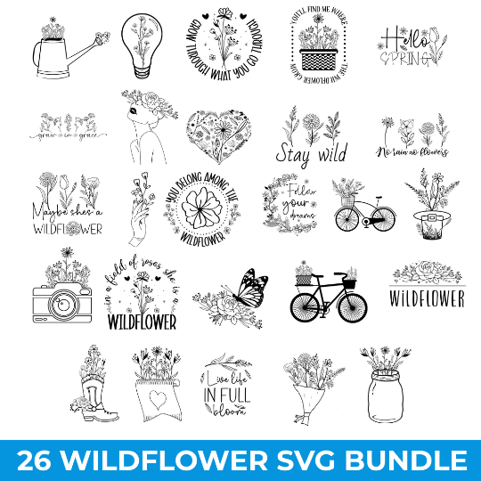 Flower Svg Bundle Wildflower Svg Bundle Floral Svg Stay Wild | Inspire ...