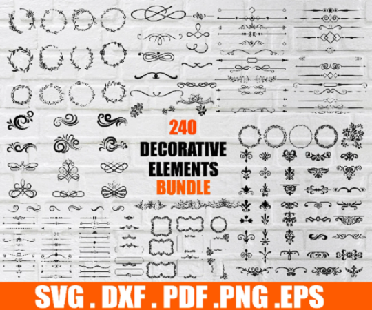 240 Decorative Elements SVG Ornaments svg Flourishes SVG Swi - Inspire ...