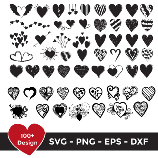 Heart Svg Bundle Heart Svg Hand Drawn Heart svg Open Heart S - Inspire ...