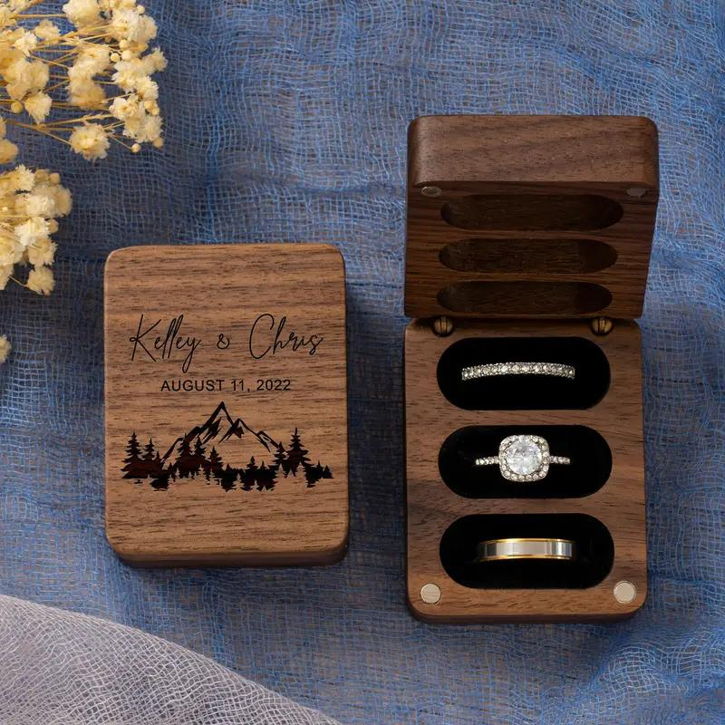 Custom Engraved Ring Box For Wedding Ceremony, Triple Wooden - Inspire ...