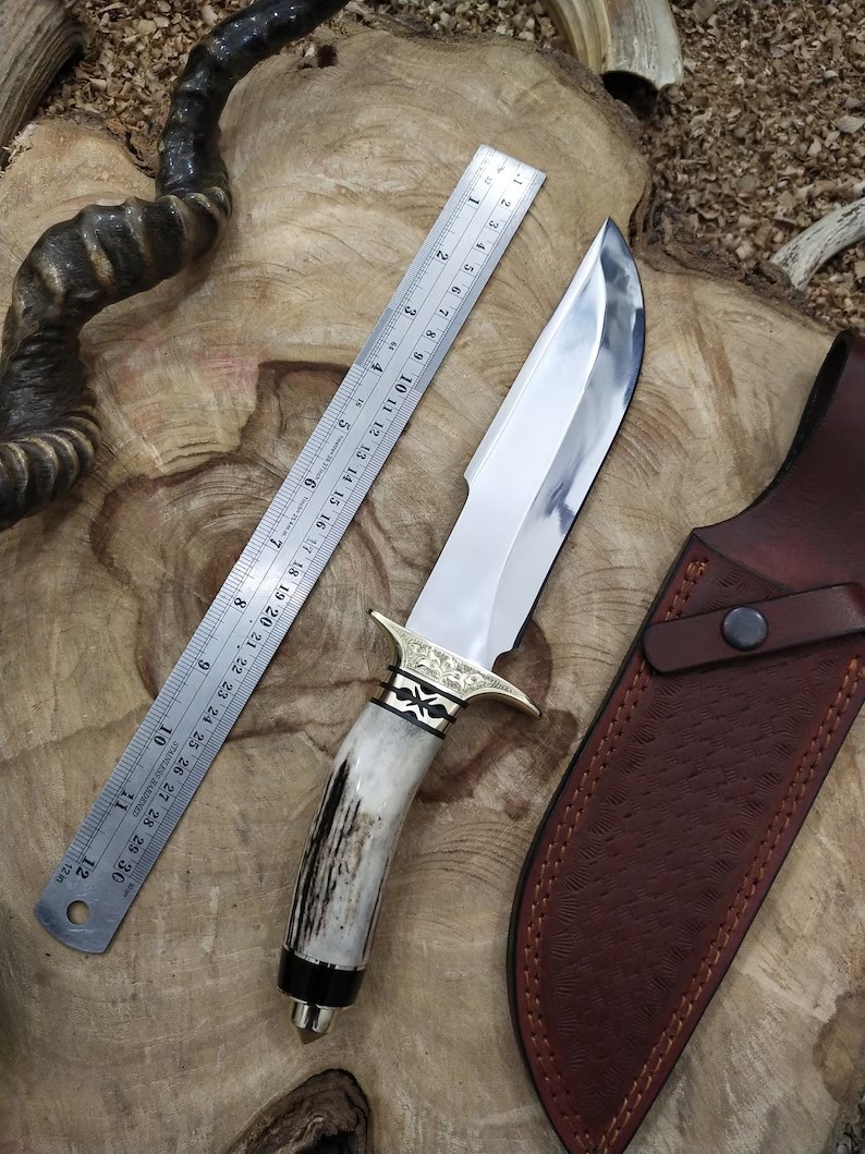 Custom Handmade Antler Handle Hunting Knife, Birthday gift, | Inspire ...