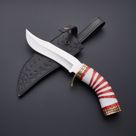 D2 12.6 Inches Fixed Clip Point Hunting Bowie Knife with Lea - Inspire ...