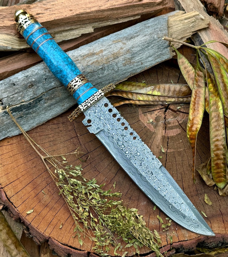 Custom Handmade Bowie knife, 16" Bowie knife Damascus Huntin | Inspire ...
