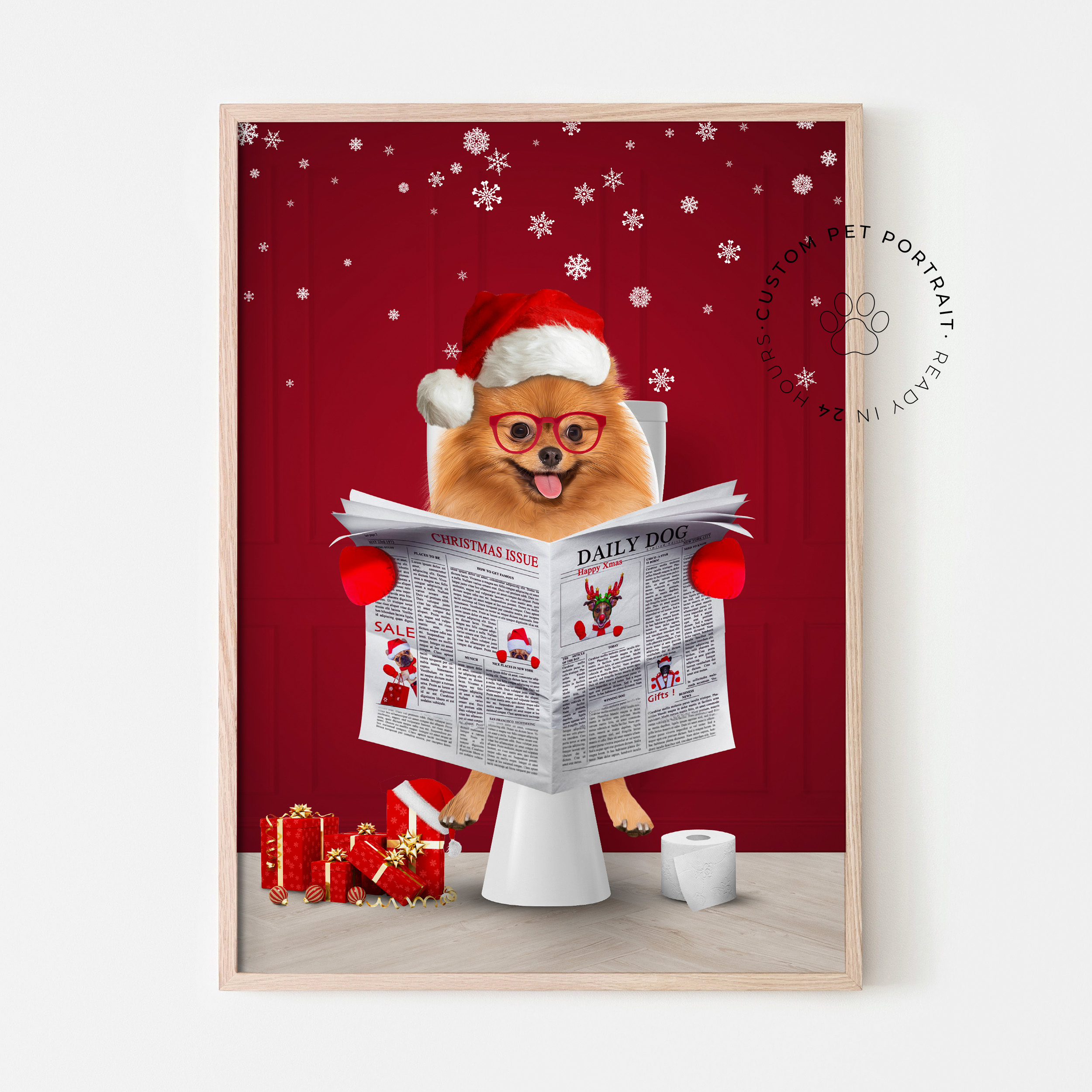 Christmas pet portrait, Christmas gift, Christmas decor | Inspire Uplift
