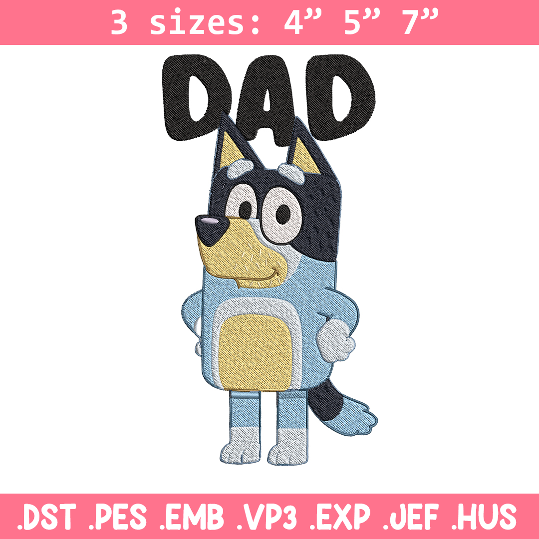 Dad bluey Embroidery, Bluey Cartoon Embroidery, cartoon Embr - Inspire ...