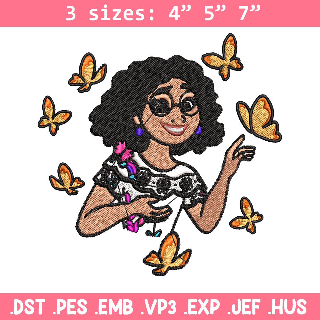 Girl with butterfly cartoon Embroidery design, Cartoon Embro | Inspire ...