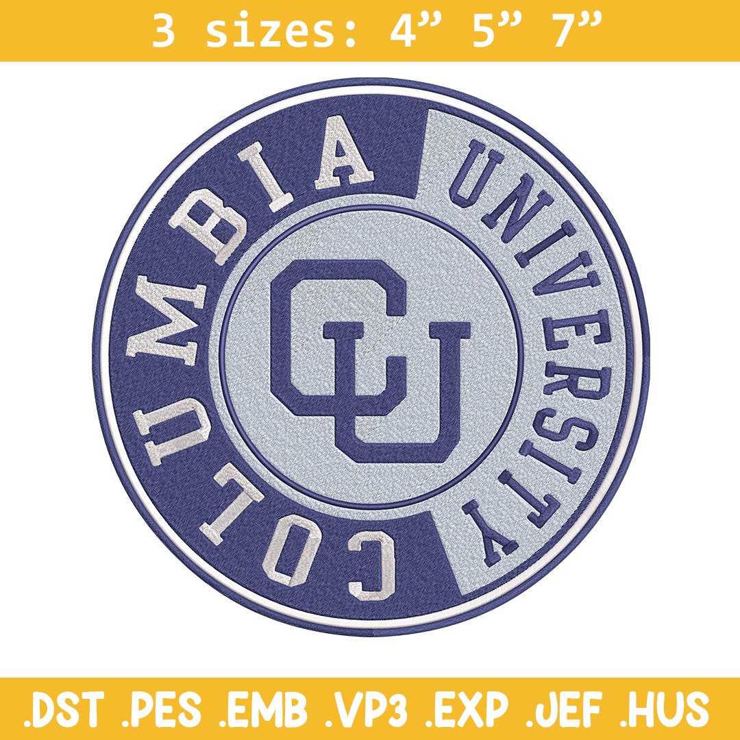 Columbia University logo embroidery design, NCAA embroidery, | Inspire ...