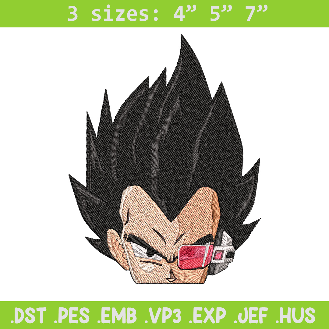 Vegeta peeker Embroidery Design, Dragonball Embroidery, Embr | Inspire ...
