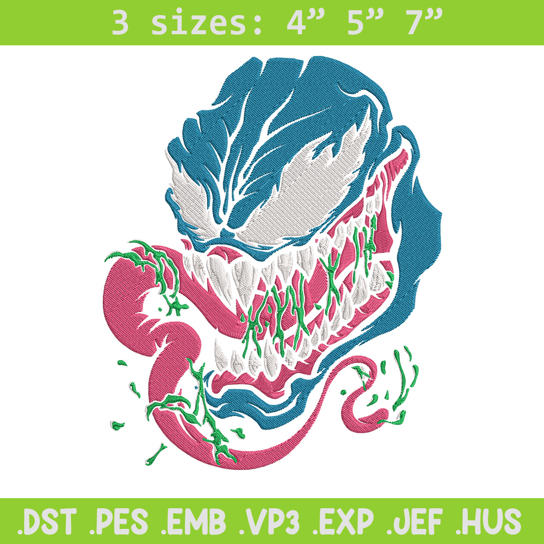 Venom face Embroidery Design, Venom Embroidery, Embroidery F - Inspire ...