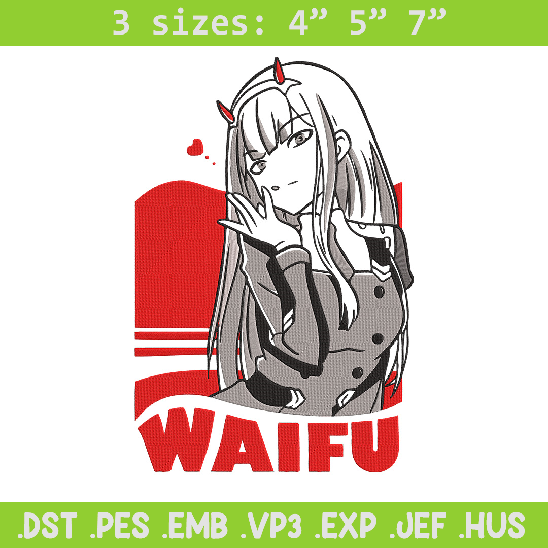 Waifu Zero Two Embroidery Design, Zero Two Embroidery, Embro | Inspire ...