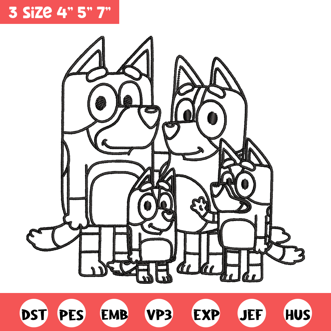 Bluey family Coloring Pages Embroidery, Bluey cartoon Embroi | Inspire ...