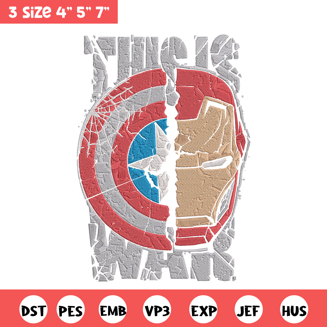 Captain x iron man Embroidery Design, Marvel Embroidery, Emb | Inspire ...