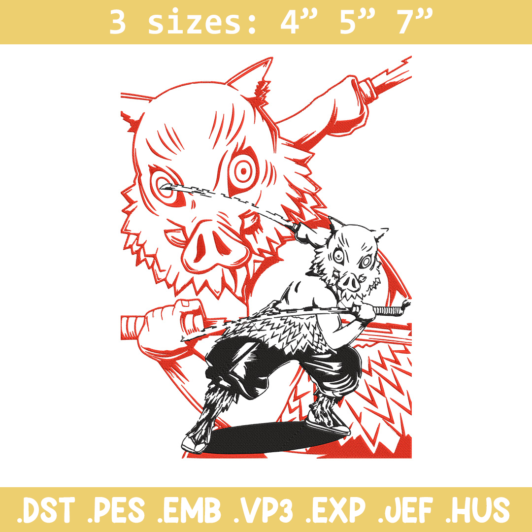 Hashibira Inosuke Embroidery Design, Demon slayer Embroidery | Inspire ...