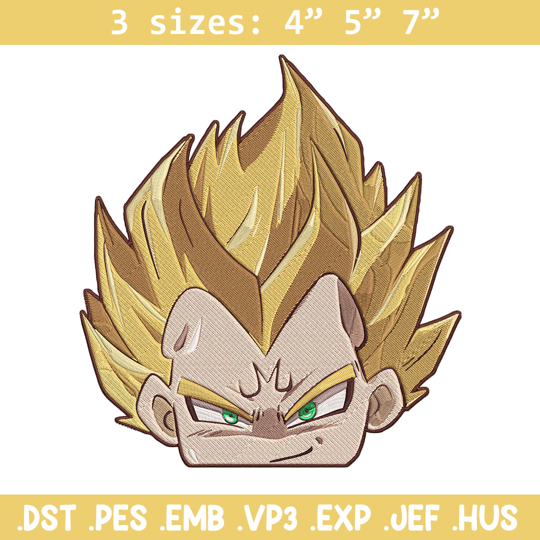Vegeta peeker Embroidery Design, Dragonball Embroidery, Embr | Inspire ...