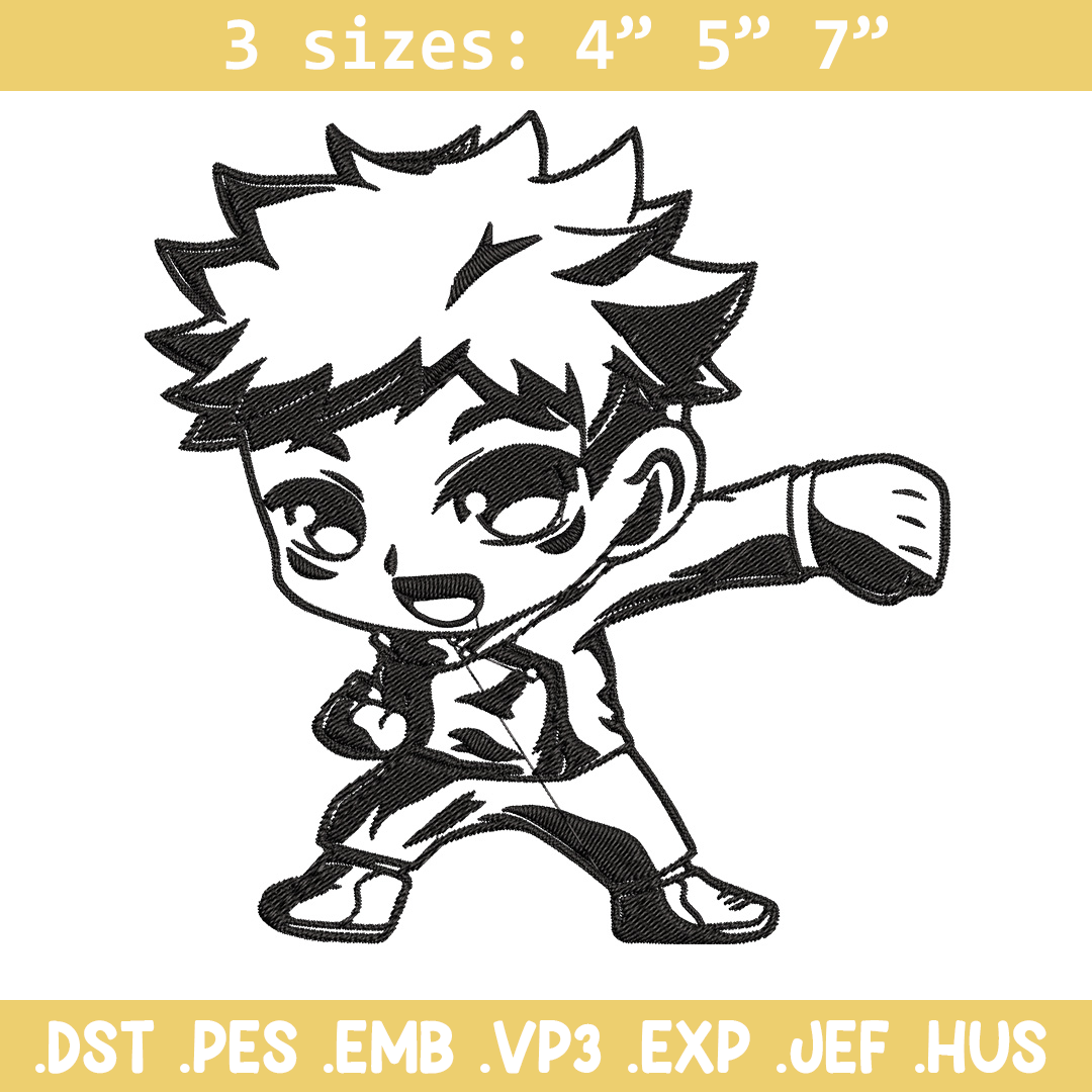 Yuji chibi Embroidery Design, Jujutsu Embroidery, Embroidery - Inspire ...