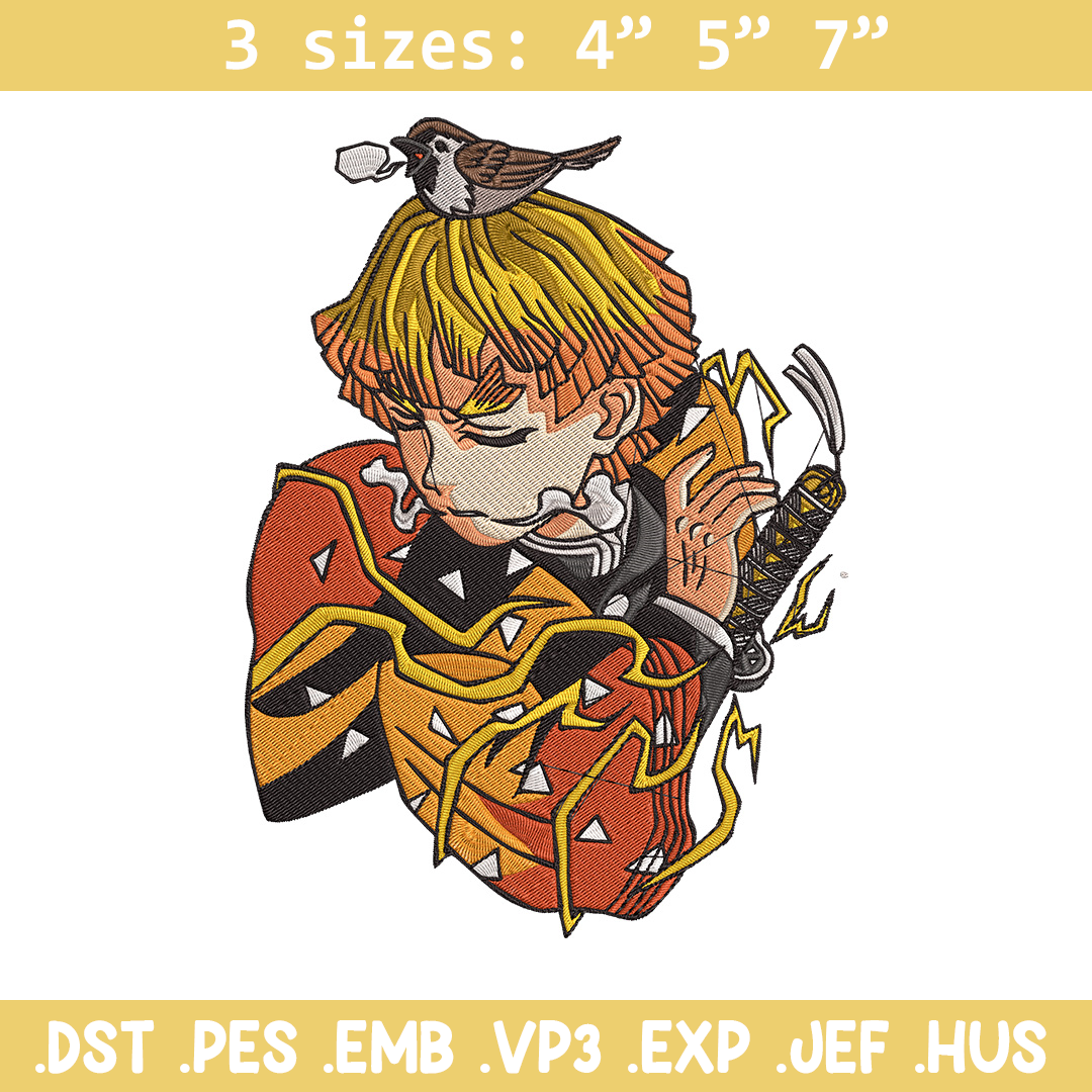 Zenitsu poster Embroidery Design, Demon slayer Embroidery,Em | Inspire ...