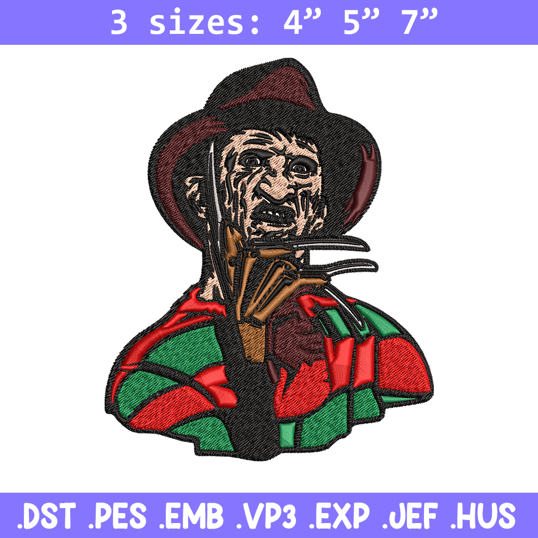 Freddy Krueger Embroidery design, Freddy horror Embroidery, | Inspire ...