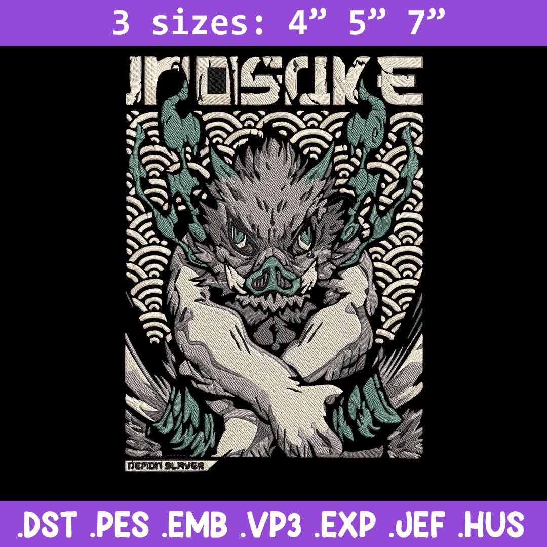 Inosuke poster Embroidery Design, Demon slayer Embroidery, E | Inspire ...