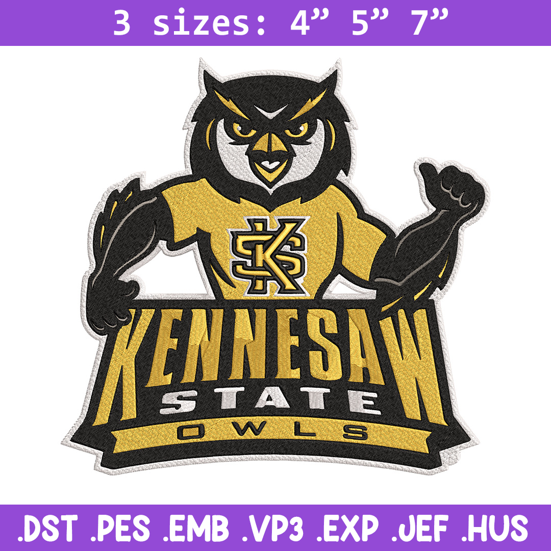 Kennesaw State logo embroidery design, Sport embroidery, log | Inspire ...