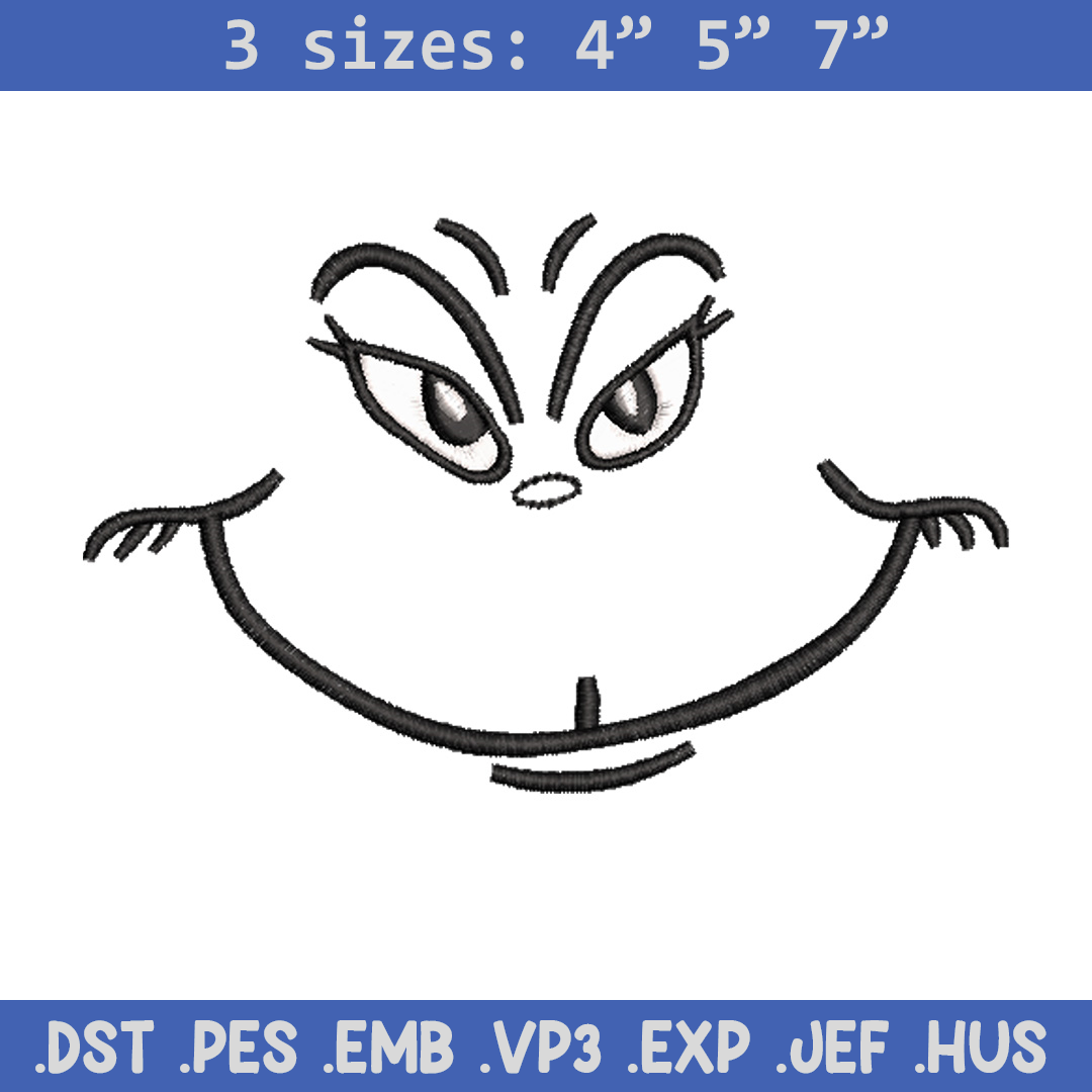 Grinch smile embroidery design,Grinch embroidery, Chrismas d | Inspire ...