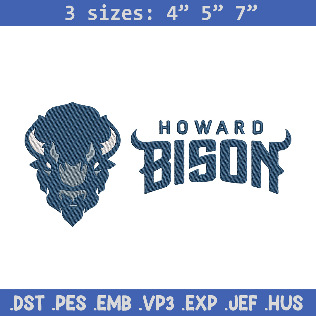 Howard University logo embroidery design, NCAA embroidery, S | Inspire ...