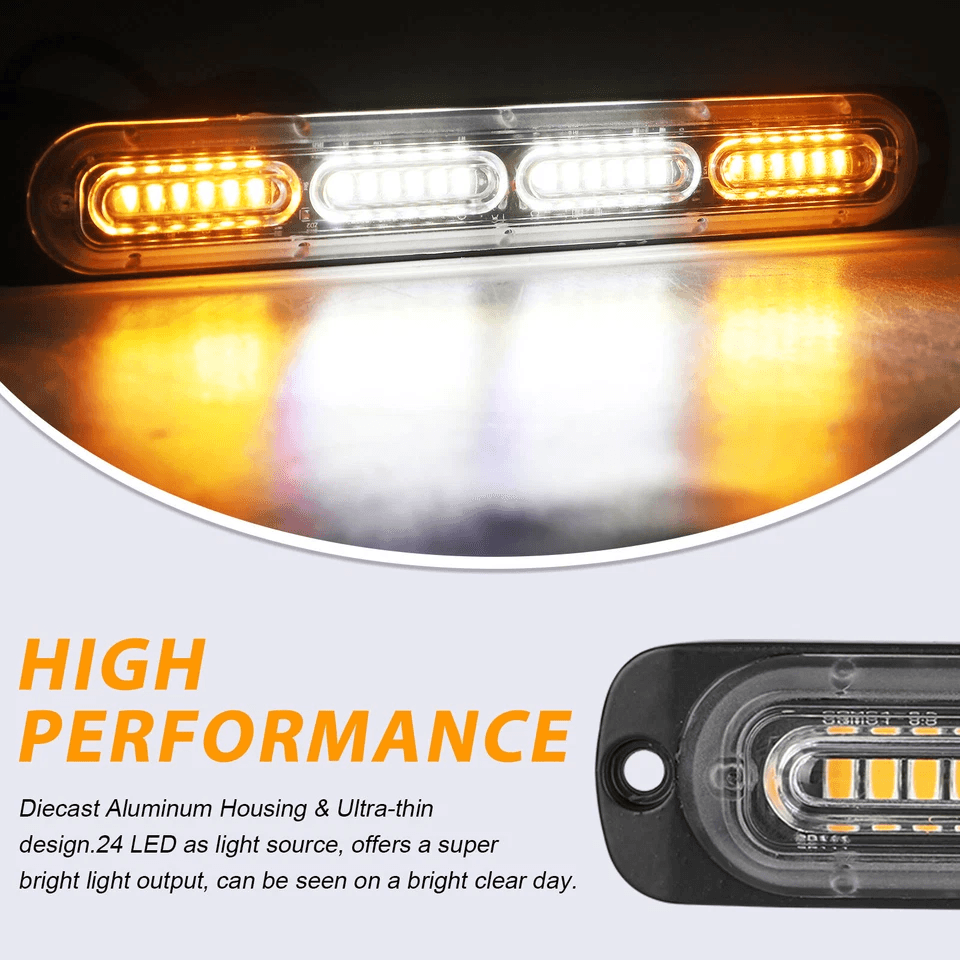 Amber White LED Car Truck Strobe Light Bar 24LED | Inspire Uplift