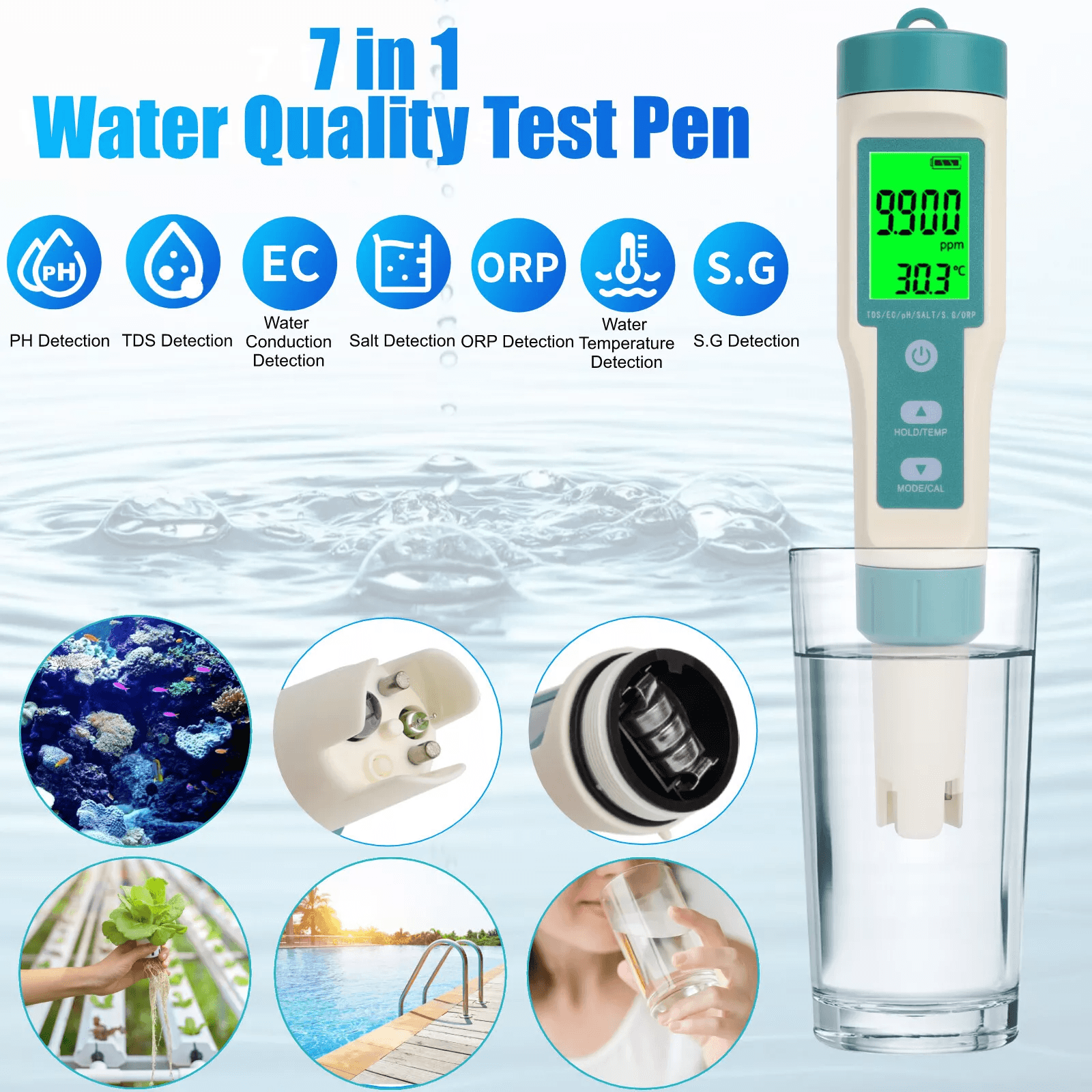 7 in 1 Digital Water Quality Tester Pen Meter | Inspire Uplift