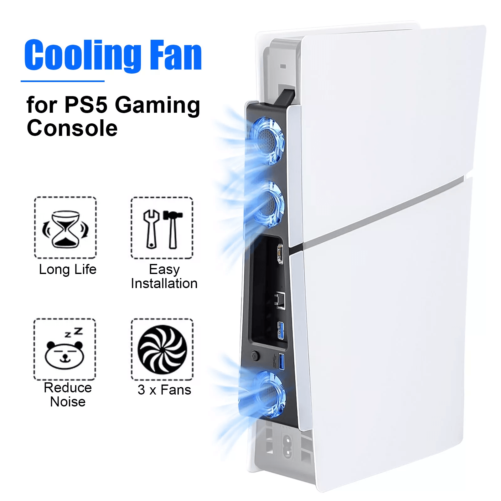 PS5 Slim Cooling Fan with USB & LED | Fast Heat Dissipation | Inspire ...