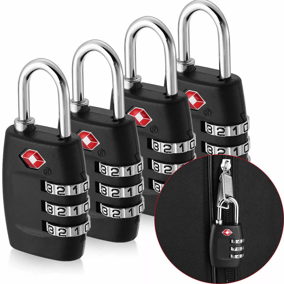 4x TSA Luggage Locks Travel Padlock Set Combo | Inspire Uplift