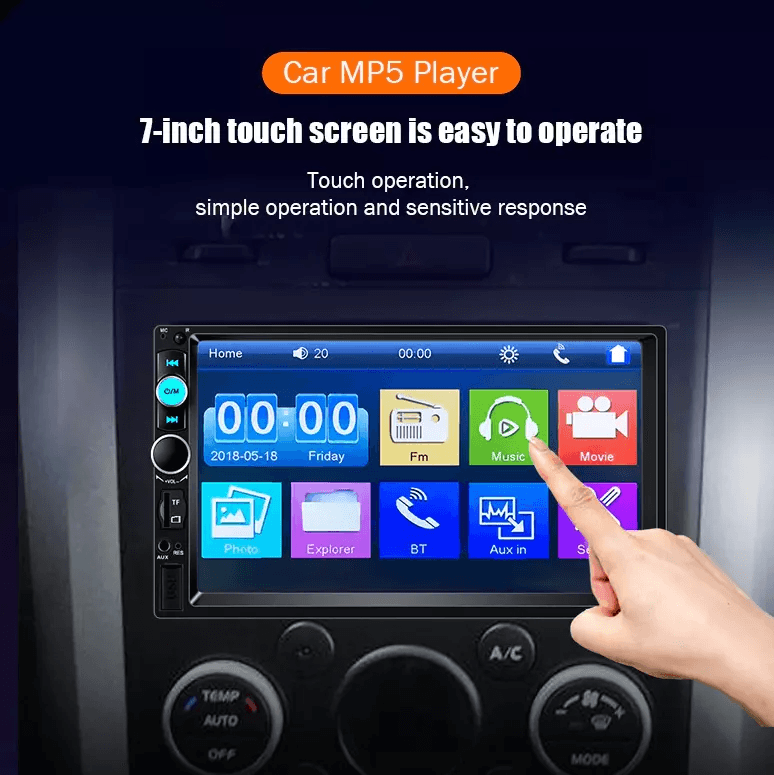 7" Double DIN Car MP5 Player with Bluetooth | Inspire Uplift