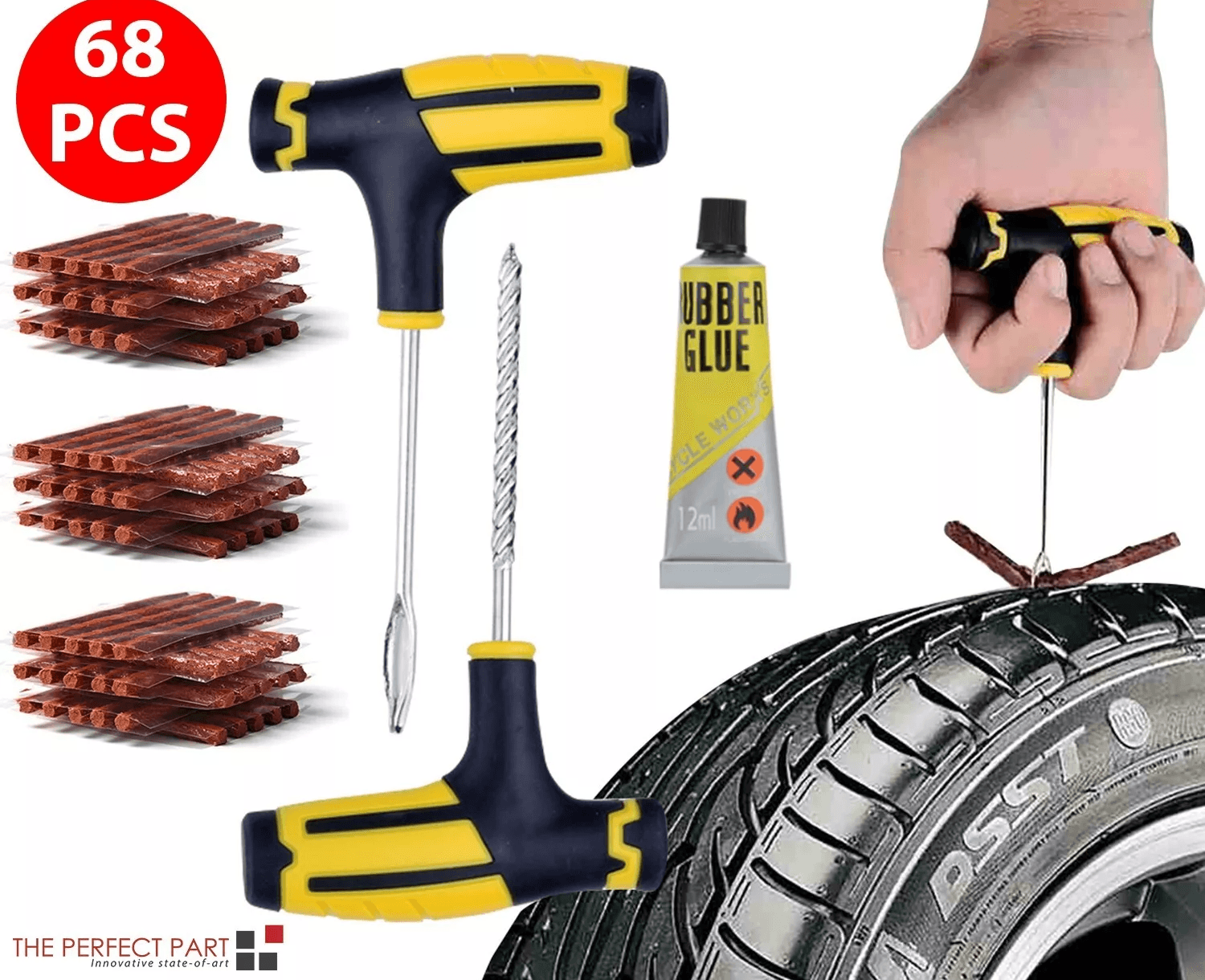 68pc DIY Tire Repair Kit for Car & Motorcycle | Inspire Uplift