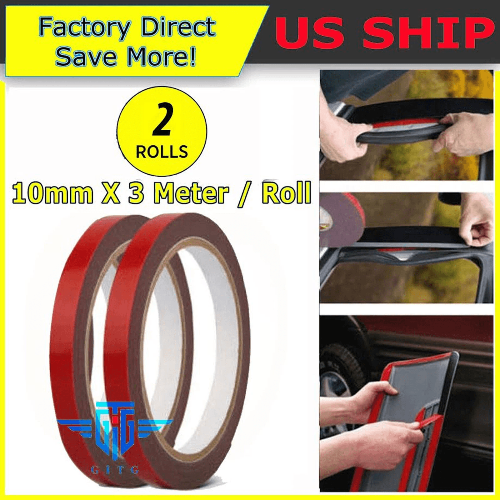 Auto Tape Acrylic Foam | 2-Pack 3M Adhesive | Inspire Uplift