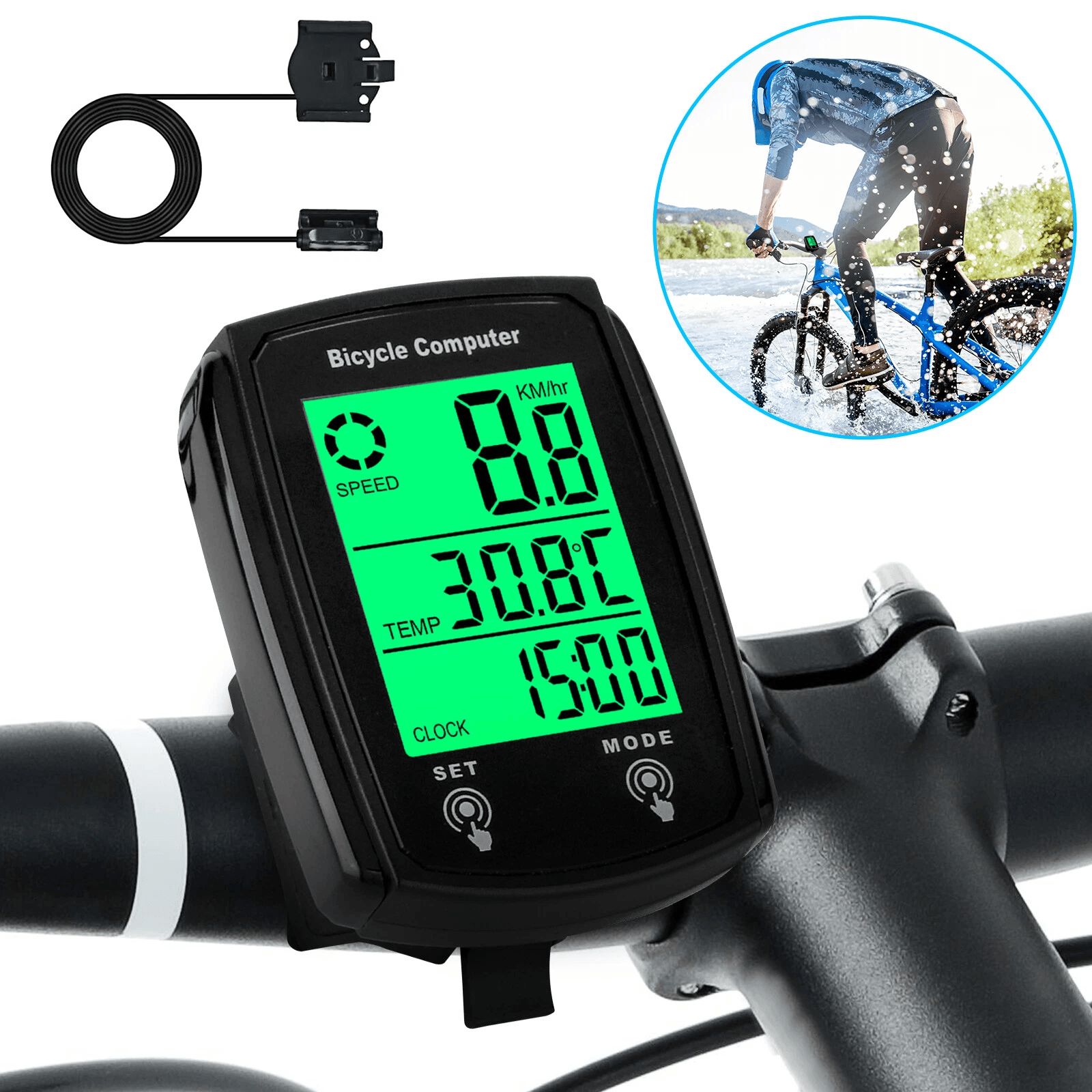 Bike LCD Speedometer Odometer Wired Waterproof US | Inspire Uplift