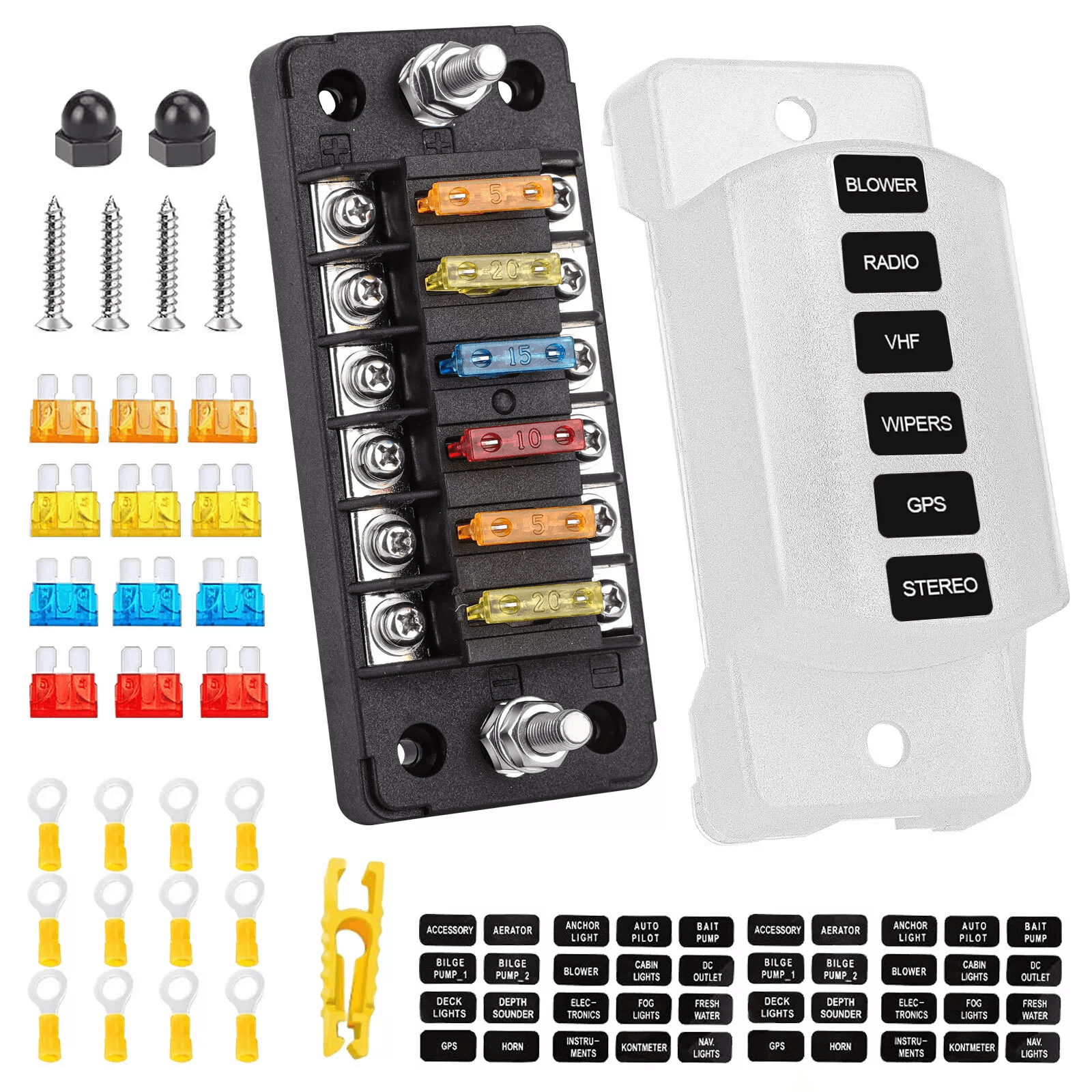6 Way Fuse Block Box for Car Boat RV 12V 24V | Inspire Uplift