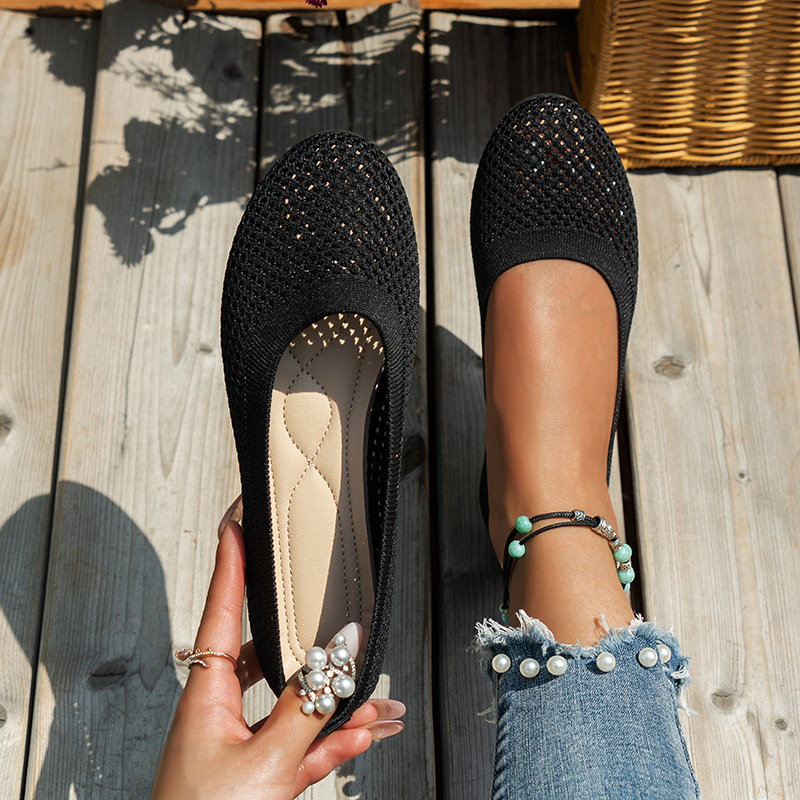 Women Knitted Slip-On Round Toe Flat Shoes | Inspire Uplift