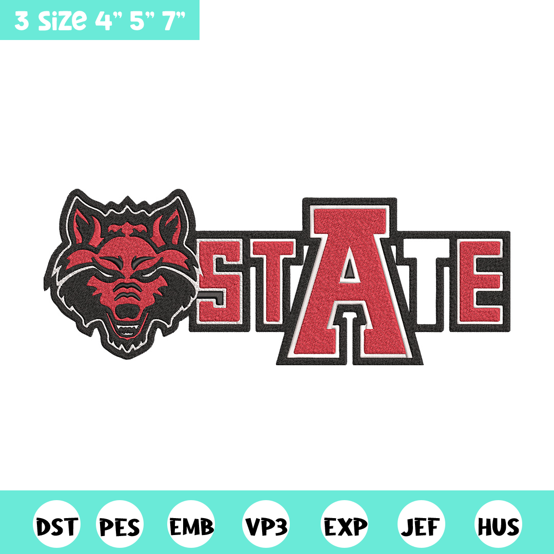 Arkansas State logo embroidery design, NCAA embroidery, Spor | Inspire ...
