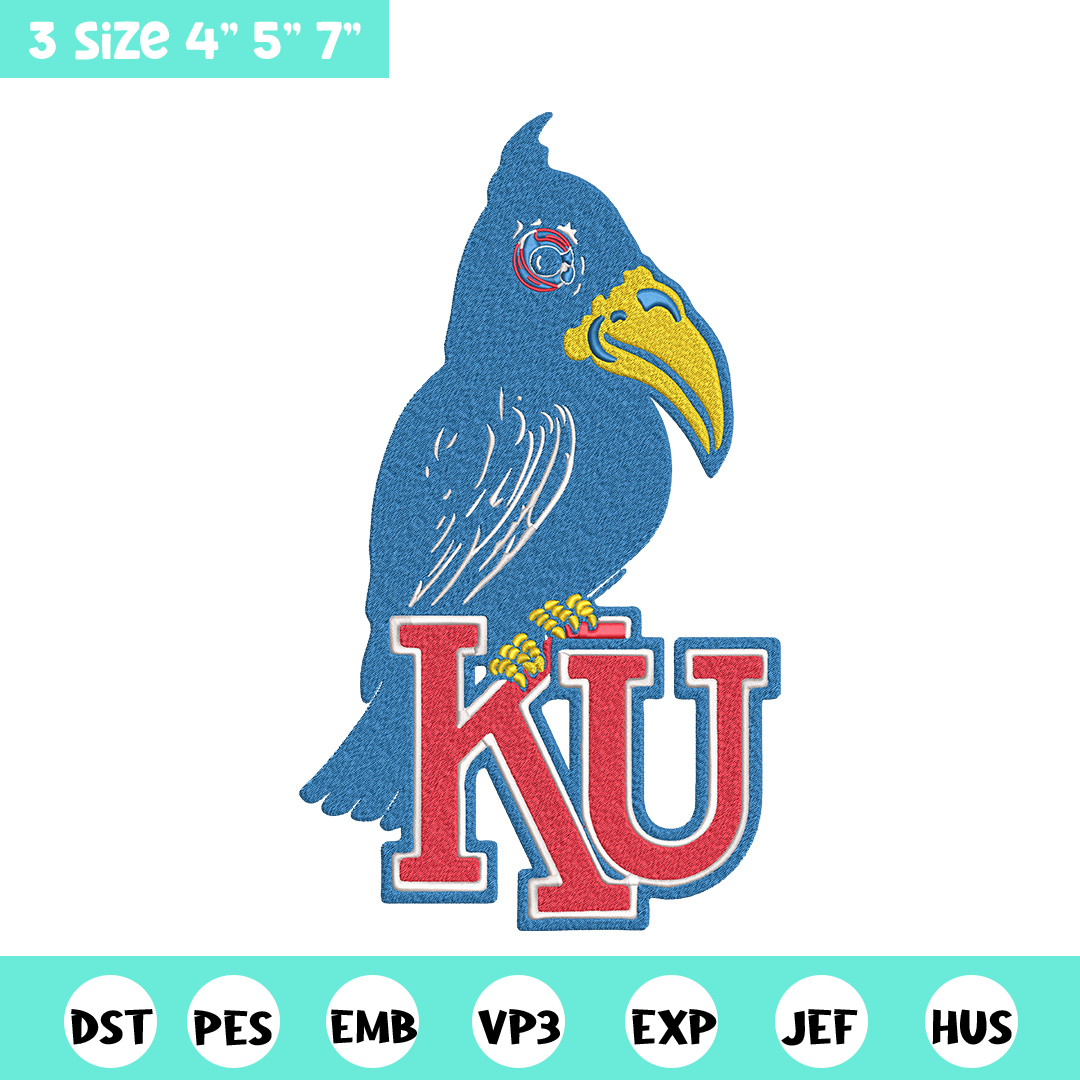 Kansas University logo embroidery design, NCAA embroidery, S - Inspire ...