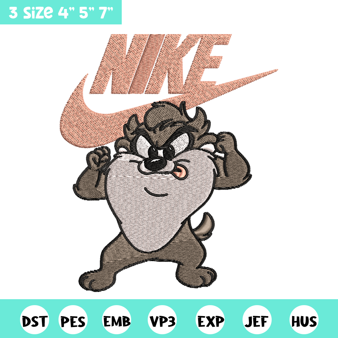 Tasmanian Devil Nike Embroidery design, cartoon Embroidery, - Inspire ...