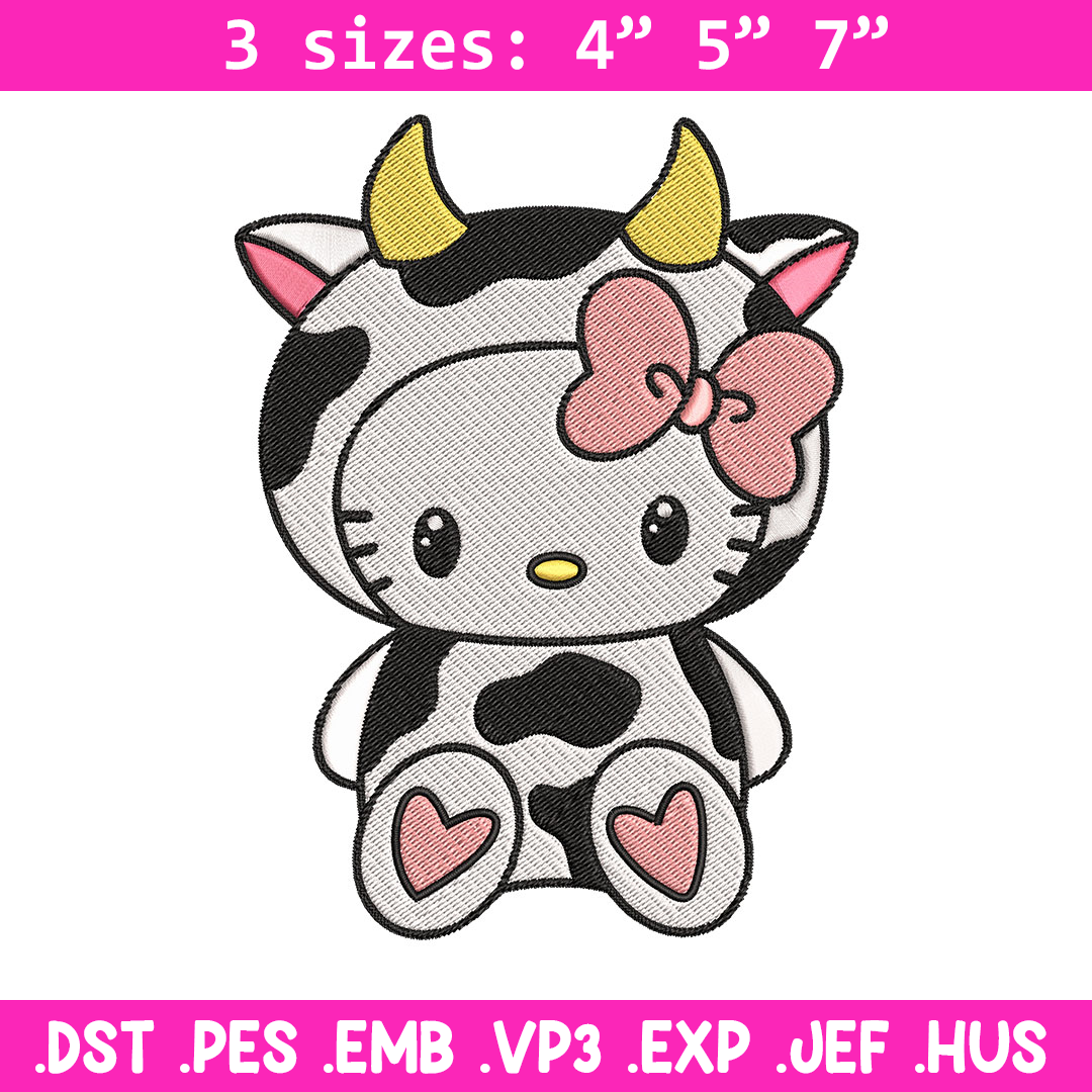 Cow Hello Kitty Embroidery Design, Hello Kitty Embroidery, E | Inspire ...