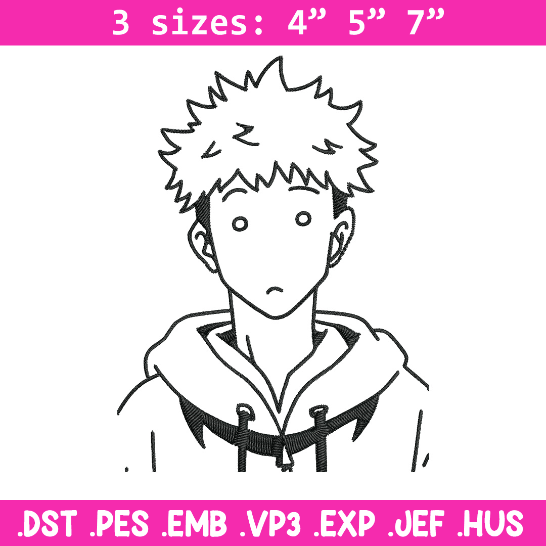 Itadori Yuji Embroidery Design,Jujutsu Embroidery, Embroider | Inspire ...