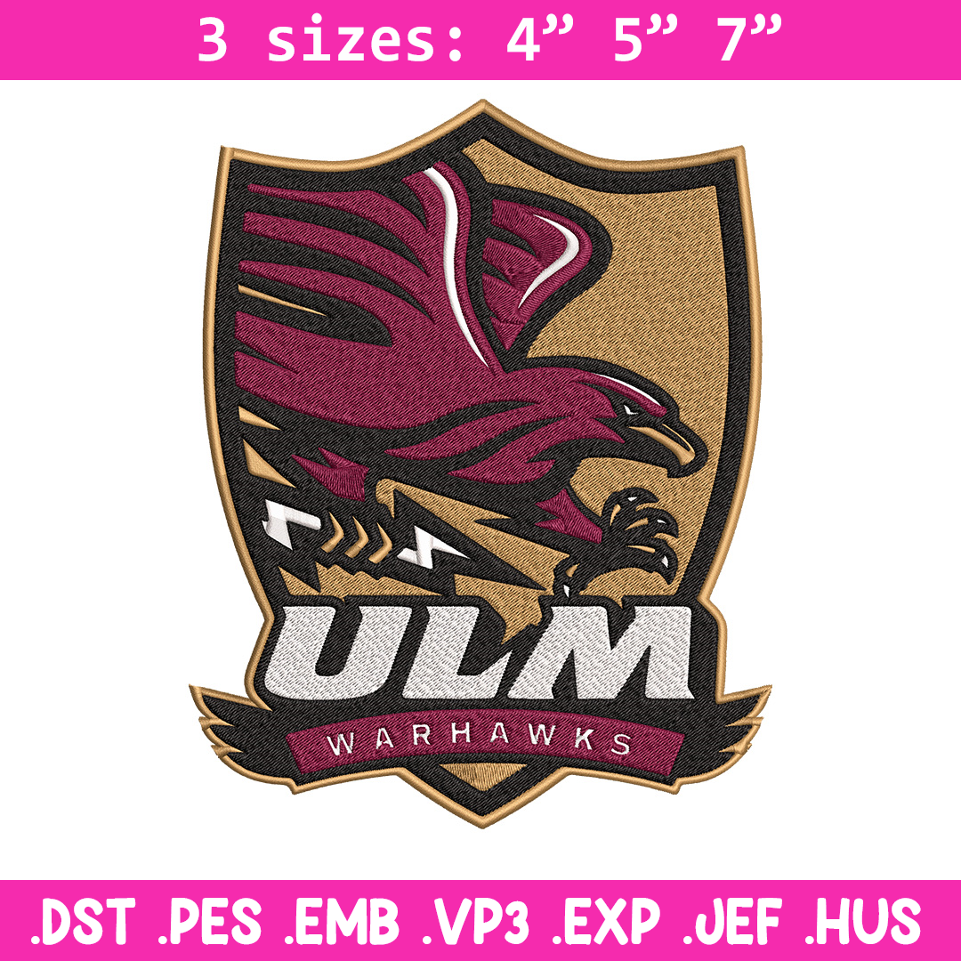 ULM Warhawks logo embroidery design, NCAA embroidery, Embroi | Inspire Uplift