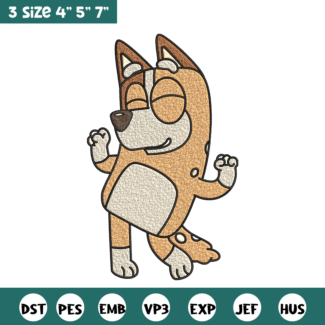 Chilli Heeler Embroidery, Bluey cartoon Embroidery, Embroide | Inspire ...