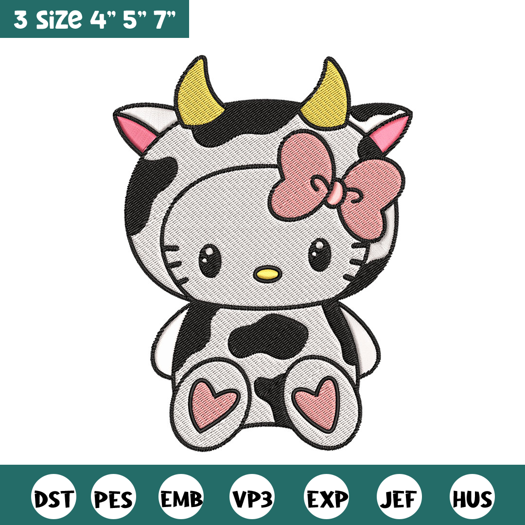 Cow Hello Kitty Embroidery Design, Hello Kitty Embroidery, E | Inspire ...
