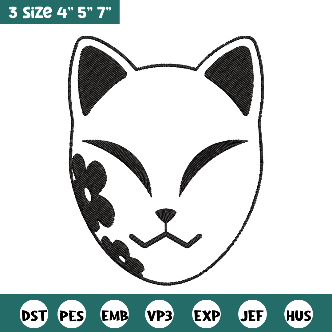 Demon Slayer mask Embroidery Design, Demon slayer Embroidery | Inspire ...